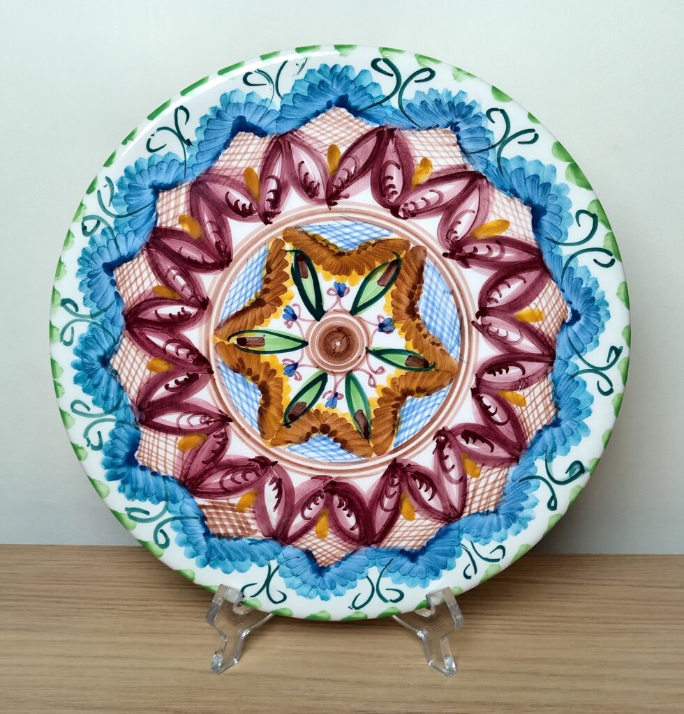 Colourful Handpainted Majolica Style Floral Ceramic Circular Plate ...